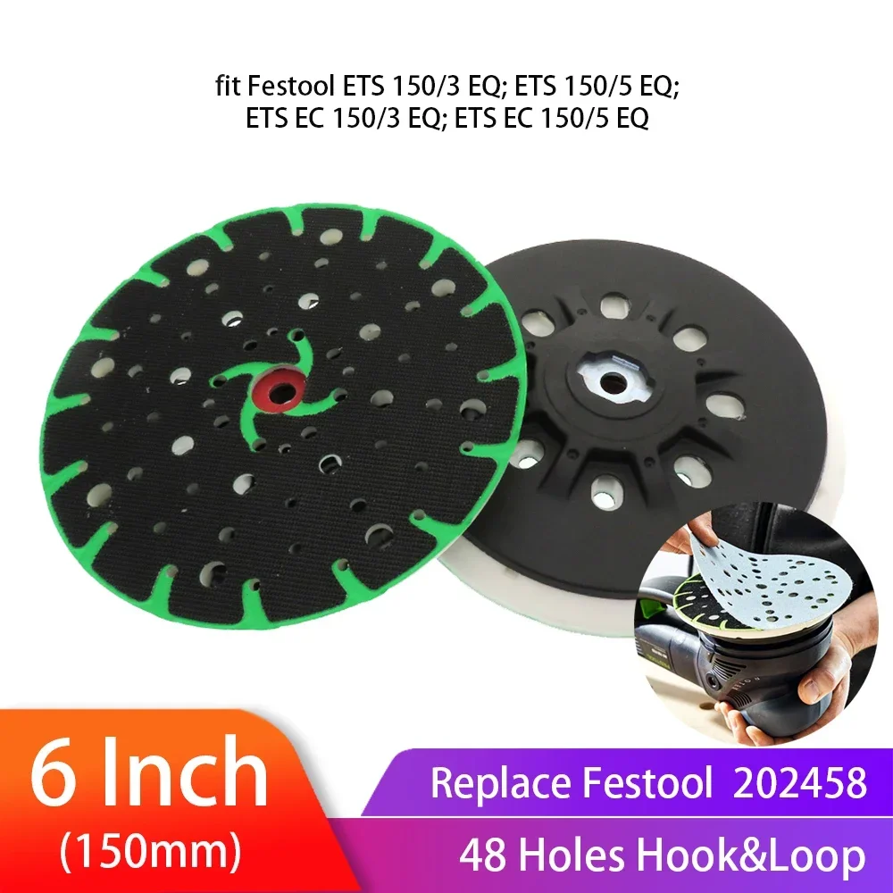6 Inch(150mm) 48-Hole Dust-Free Hard Back-up Sanding Pad Soft Grinding ...