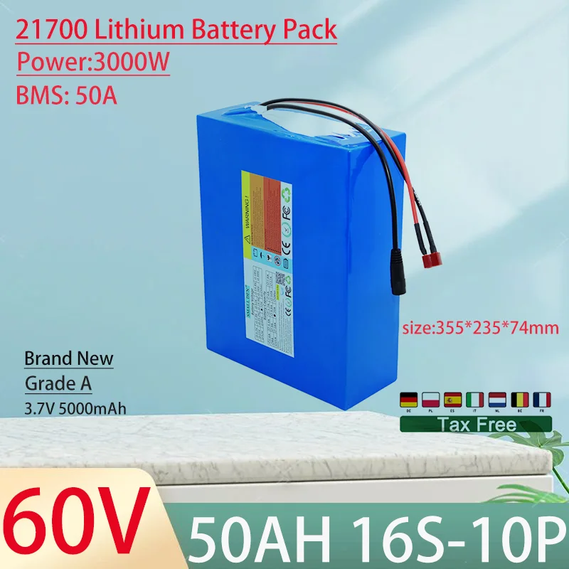 60V-50Ah-21700-16S10P-Lithium-Ion-Battery-Pack-3000W-Power-Tool ...
