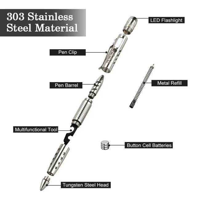 Outdoor Equipment Stainless Steel Tactical Pen Men Women Self Defense ...