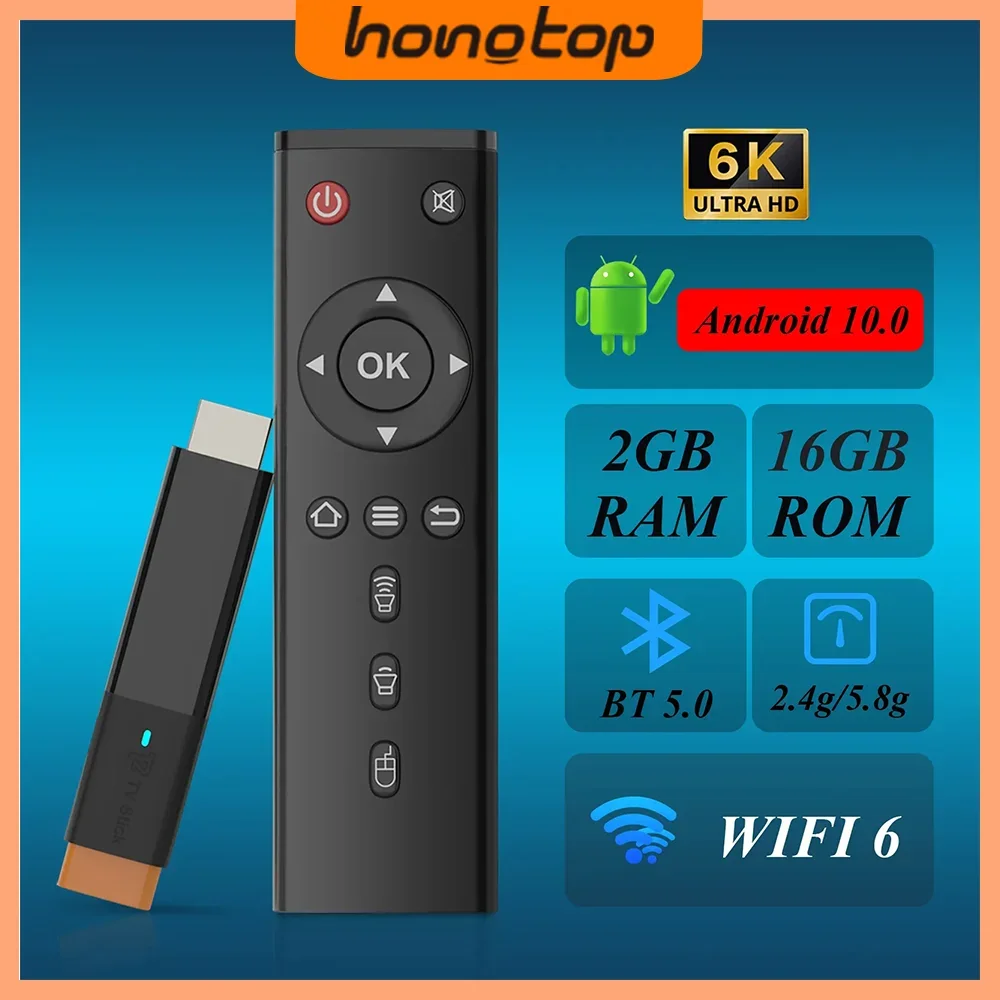 HONGTOP-T2Mini-Android-TV-Stick-Android-10-6K-HD-2-4G-e-5G-Wifi6-Smart ...