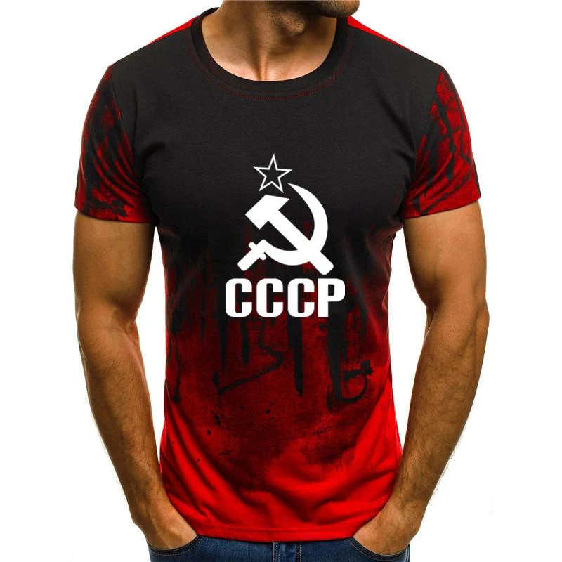 Mens T-Shirt Summer CCCP Russian 3d T Shirts Men USSR Soviet Union Man ...