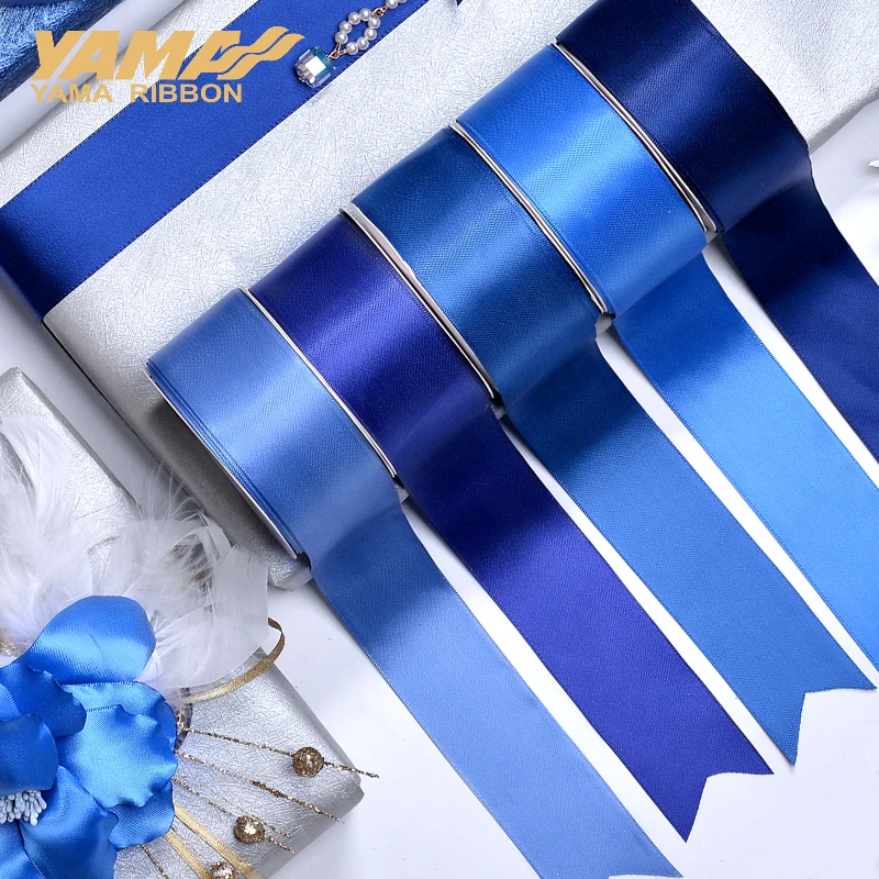 YAMA-50-57-63-75-89-100-mm-100yards-lot-Blue-Ribbons-for-Party-Wedding ...