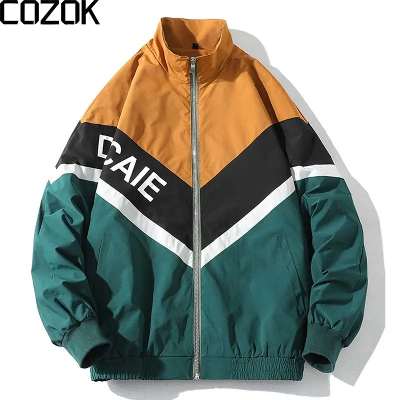 Hip-Hop-Men-Jacket-Windbreaker-Retro-Streetwear-Color-Block-Patchwork ...