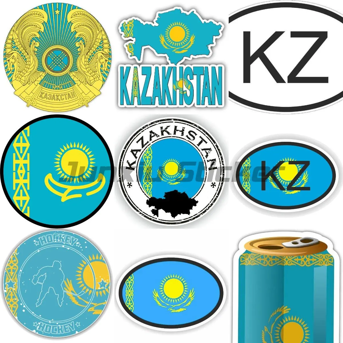 Kazakhstan-National-Flag-Map-National-Badge-Sticker-Car-Bumper-Decal ...