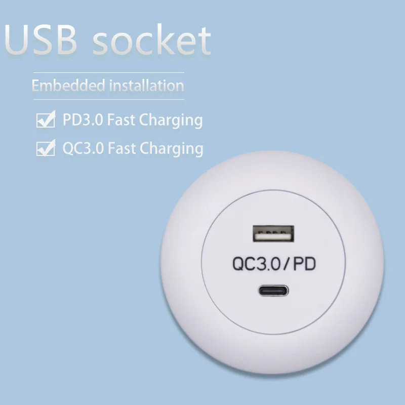 20W PD3.0 embedded mobile phone fast charger TYPE C and USB A charging ...