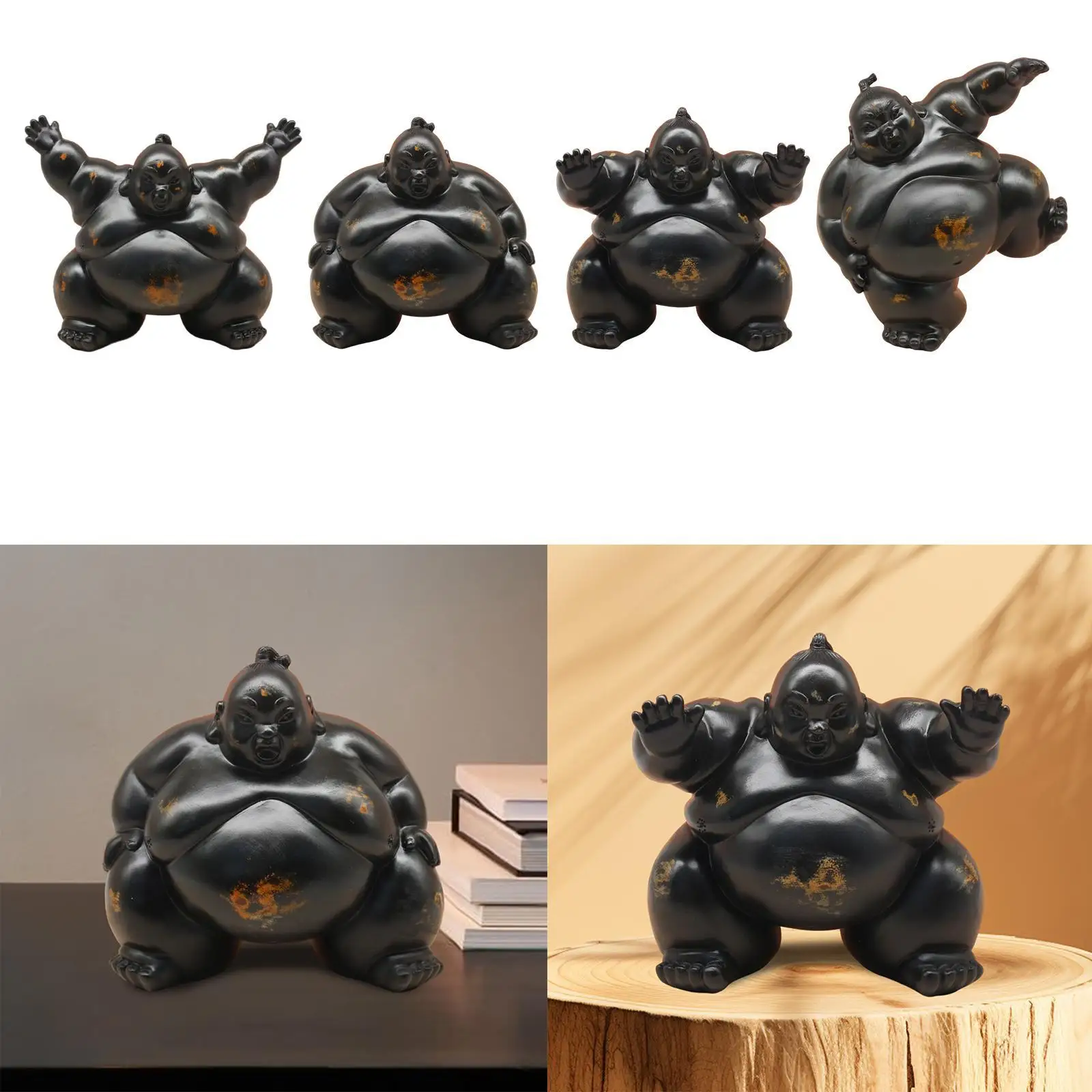 Sumo Figurine, Tea Pet Ornament, Collectible, Housewarming Gift, Resin ...