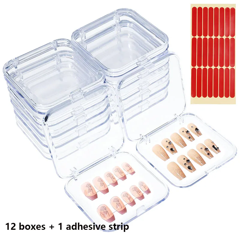 12pcs-Press-on-Nail-Storage-Box-with-30-Pcs-Adhesive-Double-Sided-Tape ...