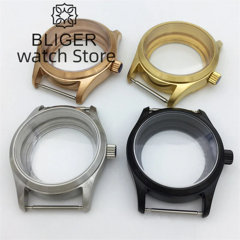 BLIGER-36mm-39mm-Dome-Sapphire-Glass-Diver-Brushed-Pilot-Watch-Case-Fit ...