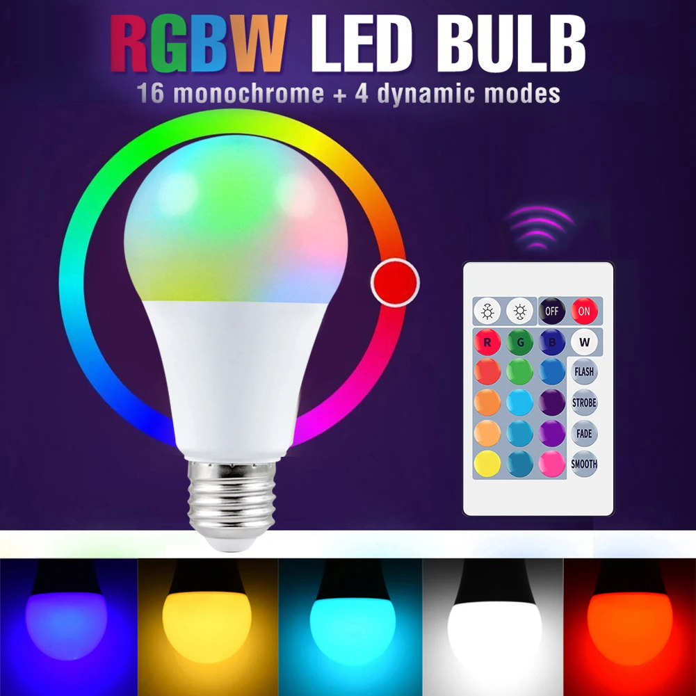 5-10-15w-E27-LED-RGB-Lamp-Spotlight-Bulb-with-Remote-Control-220V ...