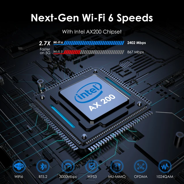Intel AX210 WiFi Card WAVLINK WiFi 6E AX5400 PCIe WiFi Card For Desktop ...