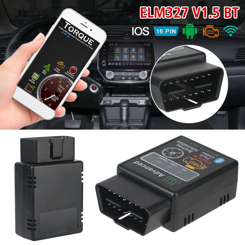 ELM327 Bluetooth V1.5 Detector Code Reader OBD2 Interface Adapter For ...