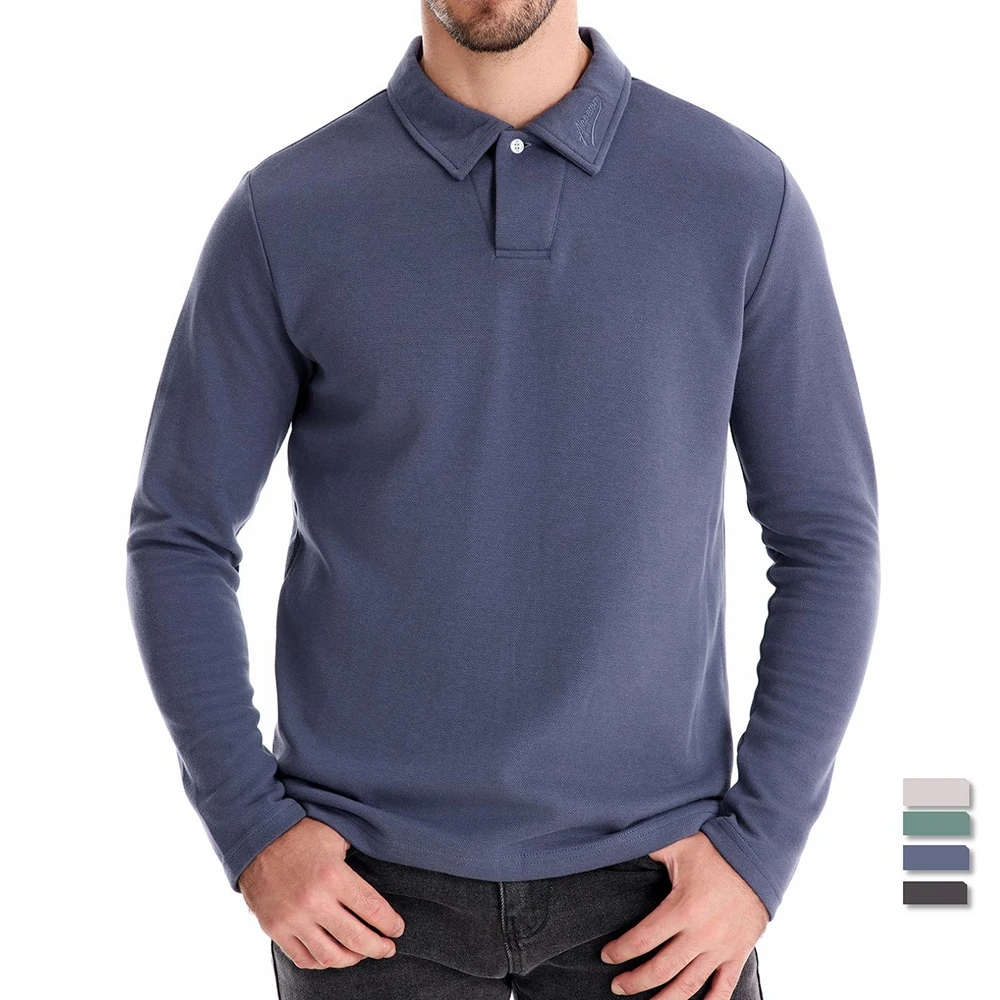 AIOPESON Autumn Long Sleeve Embroidery Polo Shirt for Men Turn Down ...