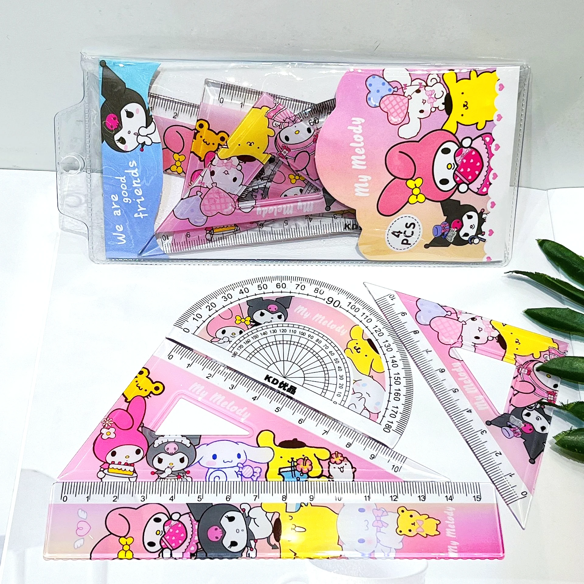 MINISO-4pcs-Set-Plastic-Straight-Protractor-Geometry-Geometry-Rulers ...