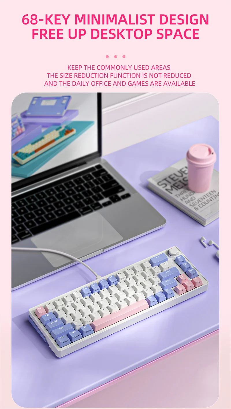 ZIFRIEND ZA68 Pro 68 Keys 3 Modes Hot Swappable Mechanical Keyboard ...