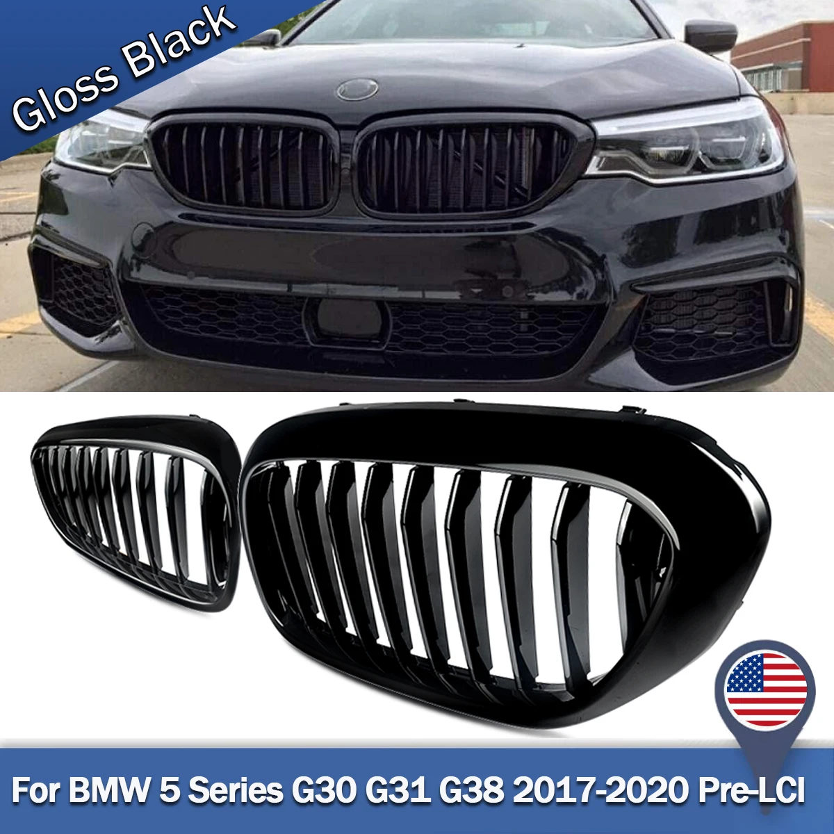 Kidney Grille Compatible with BMW 5 Series G30 G31 G38 530i 540i 550i ...