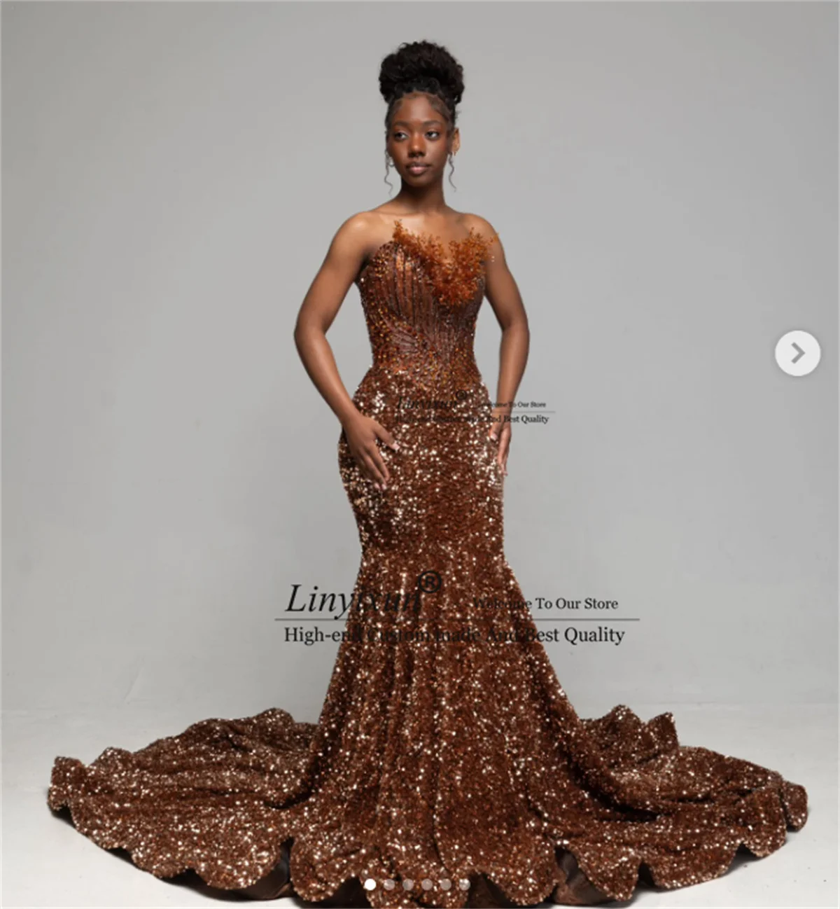 Aso Ebi Mermaid Prom Dresses Glitter Sequin Diamond Evening Gown ...