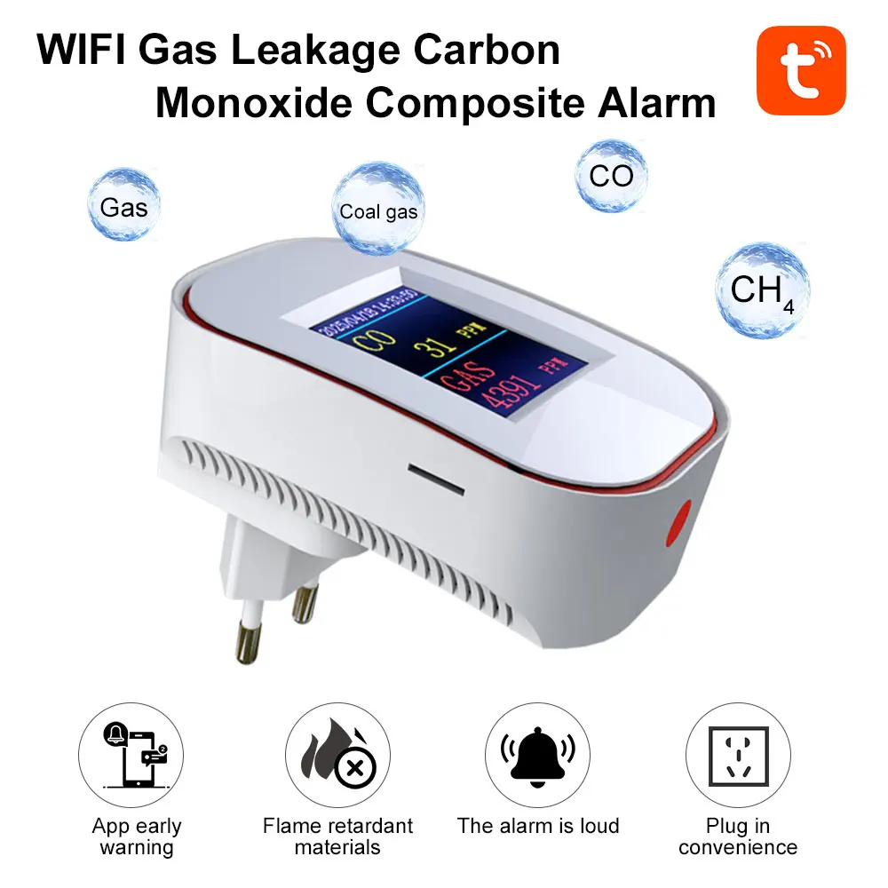 Tuya Smart Life WiFi Gas Detector Home LPG Natural Gas CH4 Leak Alarm ...