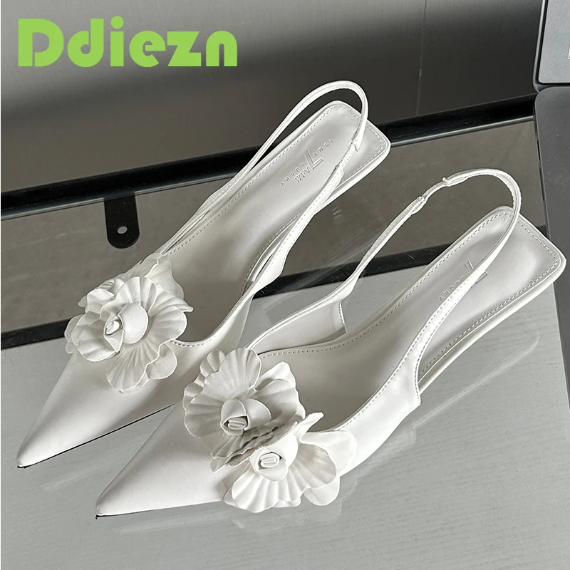 Flower-Pumps-Women-Medium-Heels-Shoes-2024-Female-Pointed-Toe ...