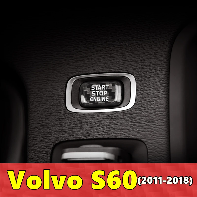 For-Volvo-S60-Car-Engine-Start-Stop-Button-Cover-Real-Carbon-Fiber ...
