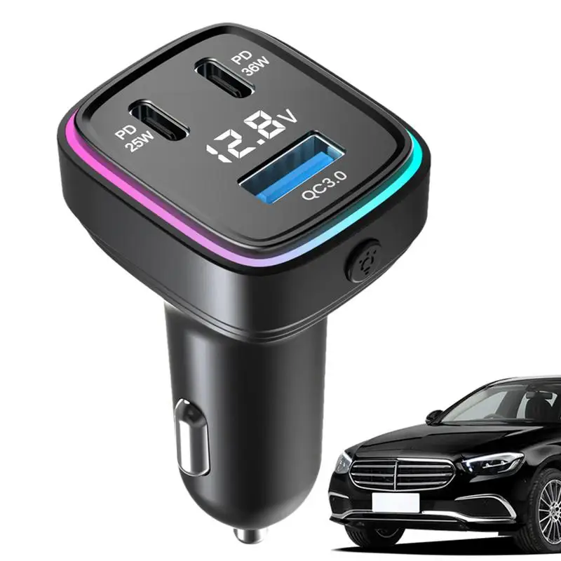 61W-Car-USB-Charger-Colorful-Ambient-Fast-Charging-Adapter-Wireless ...