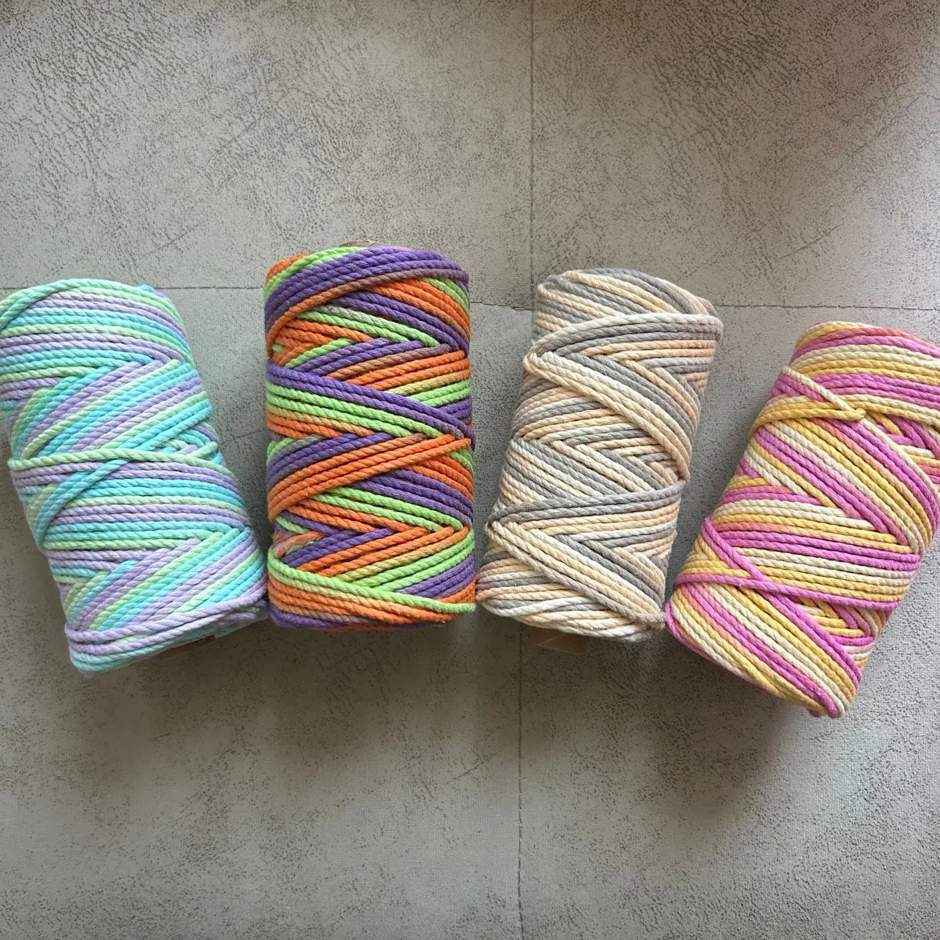 3-strand Gradient Color Pure Cotton Rope, Hand Crocheted Bag Placemat ...