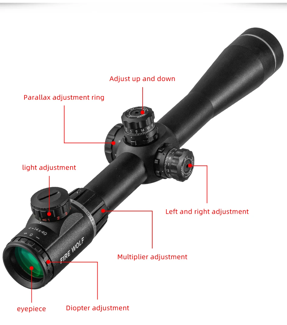 Fire Wolf 4-14X40 Red Green Cross Round Line Tactics Scope Hunting ...
