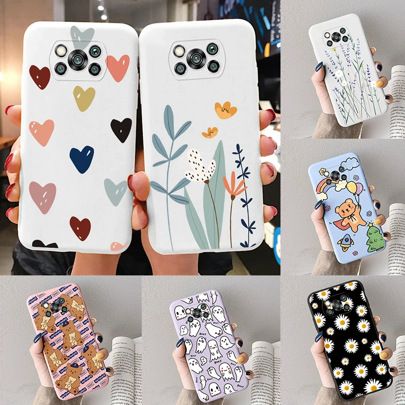 Case For Poco X3 Pro Pocox3 X 3 NFC Cute Heart Flower Back Cover Soft ...