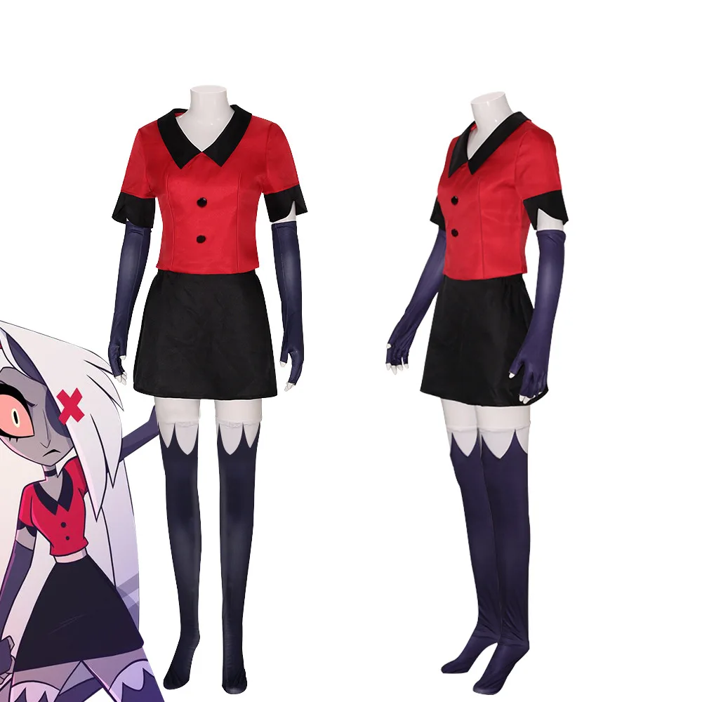 Anime-Vaggie-Cosplay-Fato-Adulto-Haz-Bin-Cos-Hotel-Uniforme-Vermelho ...