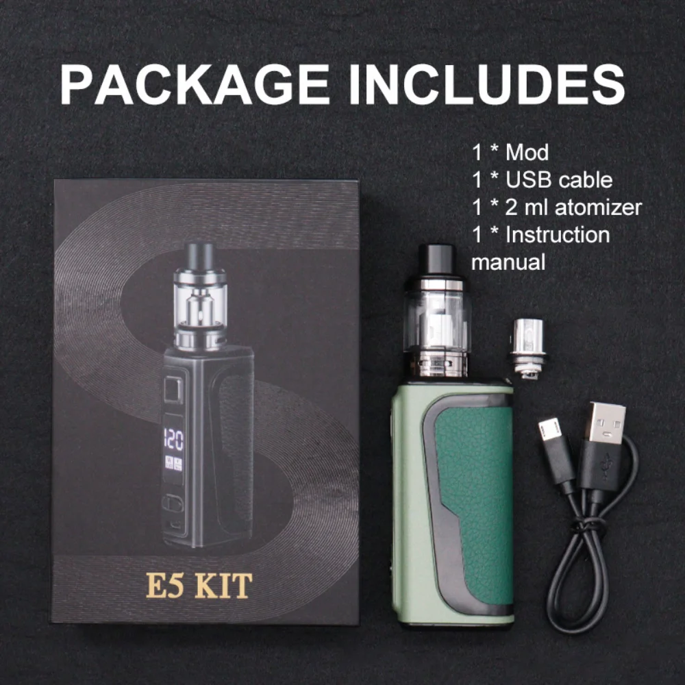 Smoke E5 Kit 120W Vape Box Mod With 2.5ml Pod Tank Atomizer 1800mAh Built-in Battery OLED Screen ...
