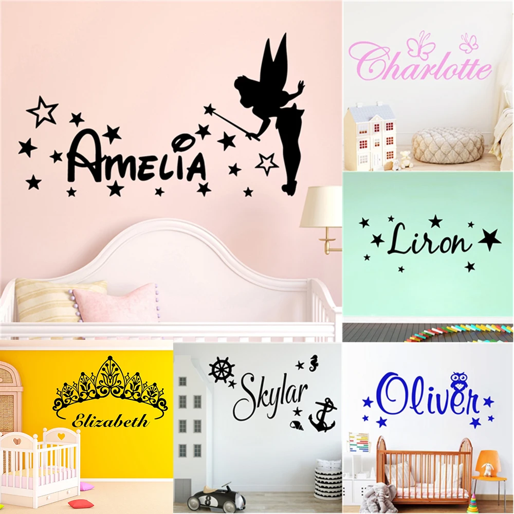 Custom-Name-Wall-Sticker-Removable-Diy-Wall-Decals-For-Kids-Room-Baby ...