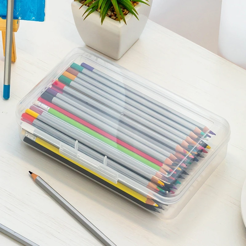 Transparent-Pencil-Box-Hard-Plastic-Pencil-Case-Crayon-Pen-Box-Sketch ...