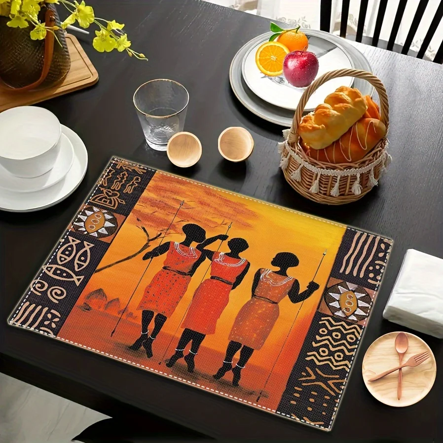 2pcs-Beautiful-African-Woman-Placemats-Set-of-2-Linen-Table-Mats-for ...