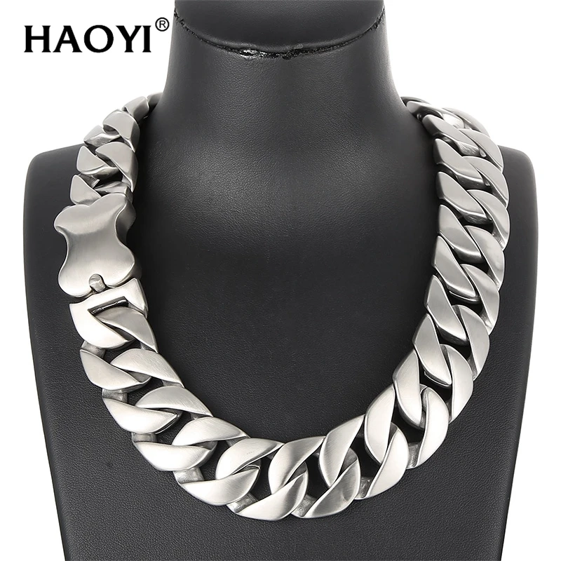45-50-60cmLength-Creative-Bone-Clasp-Cuban-Chain-Stainless-Steel-Large ...
