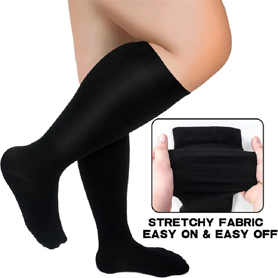 Plus Size Compression Socks Solid Color Women Men Sports Running Yoga ...
