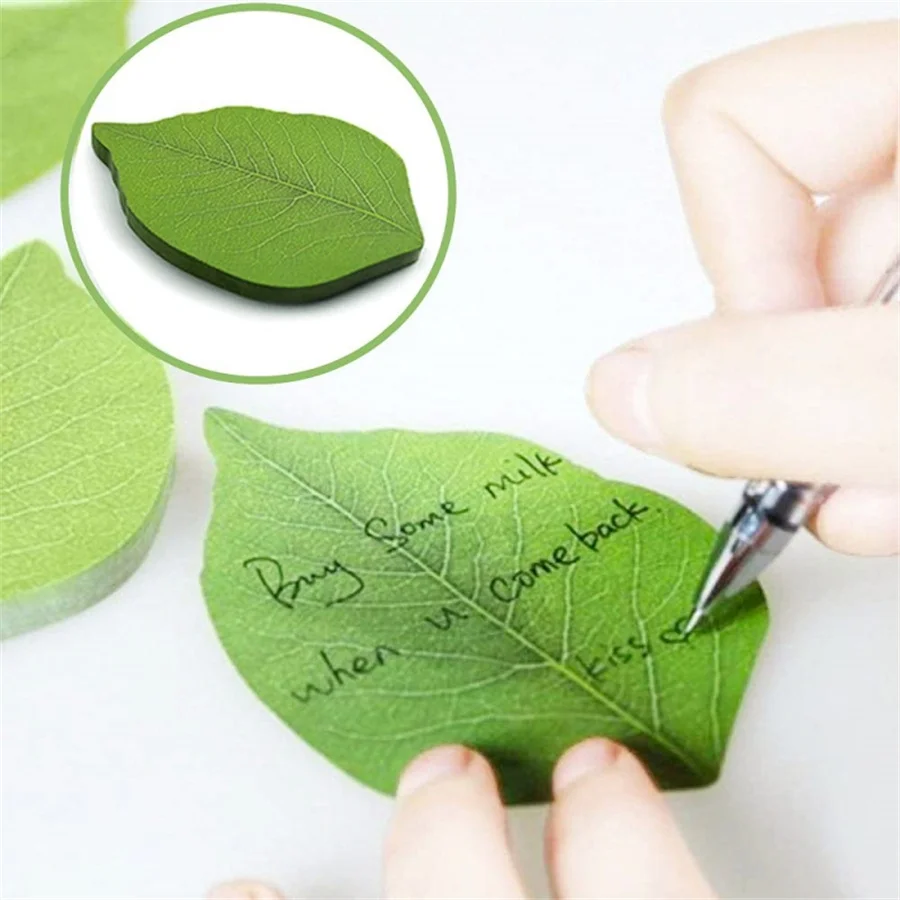 50-Sheets-Pad-Creative-Green-Leaf-Shaped-Sticky-Notepad-Photo-Wall ...