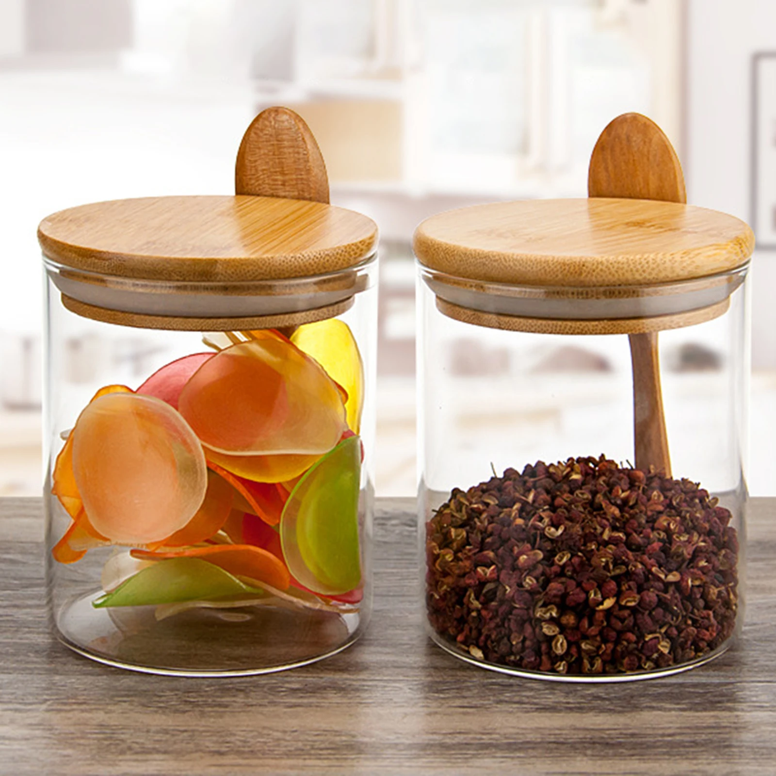 Seasoning-Jar-with-Bamboo-Lid-Spoon-Food-Storage-Bowl-Kitchen ...