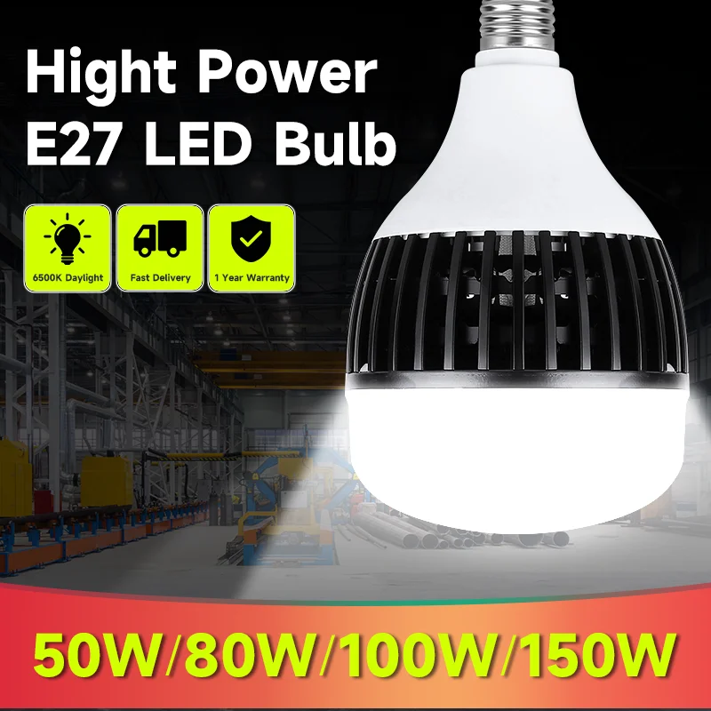 Super Bright E27 Led Light Bulb 50/80/100/150W E27 High Power Led Bulbs ...