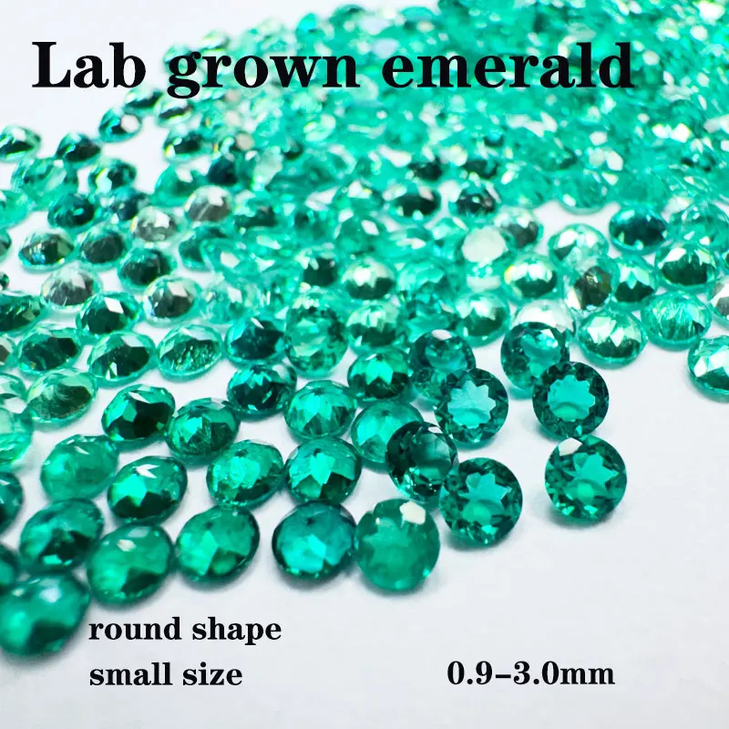 Round Shape Lab Grown Emerald 0.9-3.0mm Charms Gemstone for DIY ...