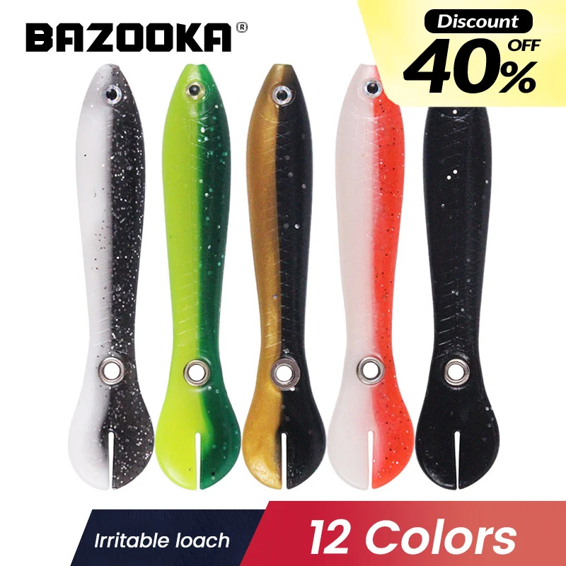 Bazooka 5pcs Soft Fishing Lure Silicone Bait Wobbler Tail Jighead Lead ...