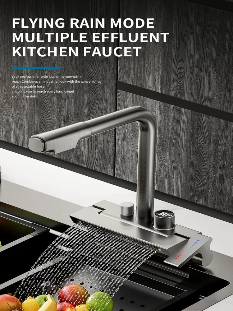 Pull-Out-Kitchen-Faucet-Rain-Waterfall-Faucet-Single-Hole-Faucet ...