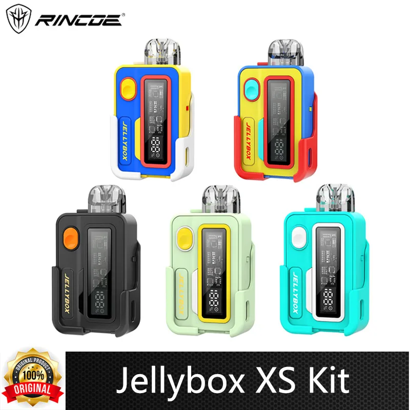 Original Rincoe Jellybox XS Pod Kit 1000mAh Battery 2ml Cartridge 0.5/1.0ohm Mesh Coil 30W OLED ...