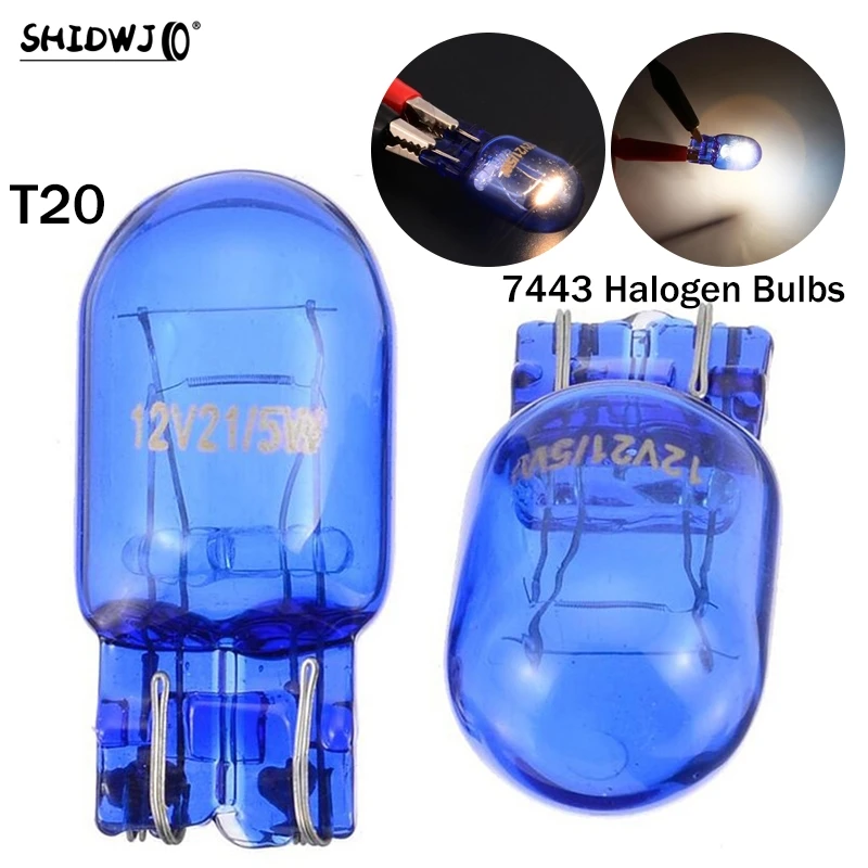 2pcs-Car-T20-7443-Bulbs-W21-5W-6500k-Halogen-White-DRL-Sidelight-Turn ...