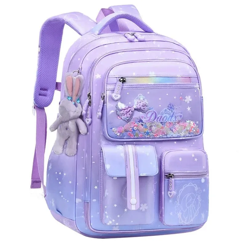 Prim-ria-Bow-Knot-Schoolbag-com-Coelho-Pingente-para-Meninas-Crian-as-2 ...