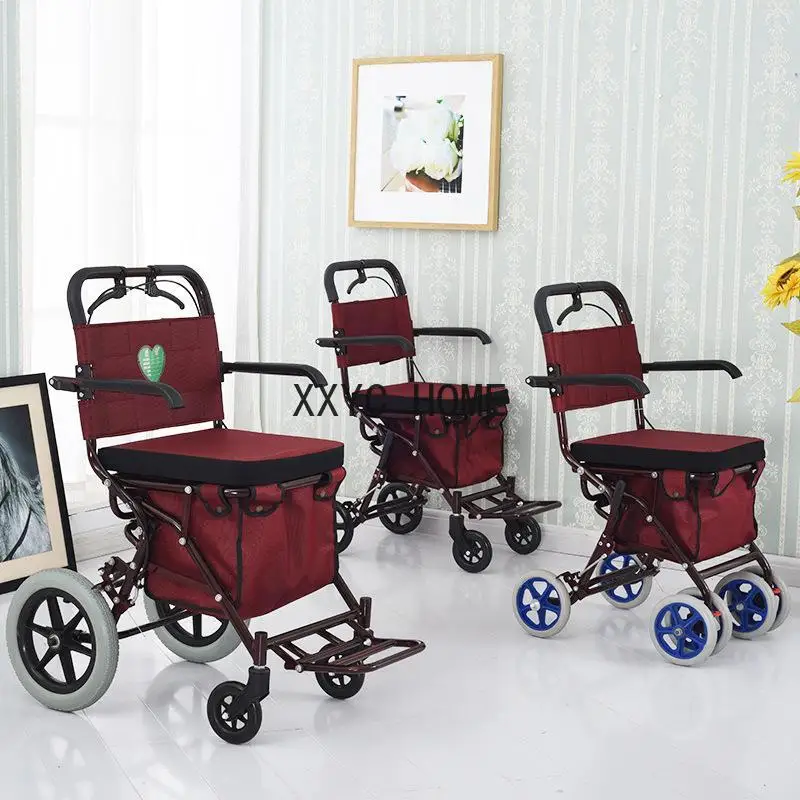 Elderly-Shopping-Cart-Trolley-With-Wheels-Carbon-Steel-Folding-Walking ...