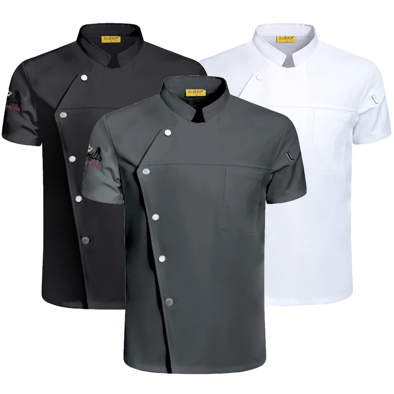 Unisex-Chef-Jacket-Short-Sleeve-Kitchen-Cook-Coat-Restaurant-Waiter ...