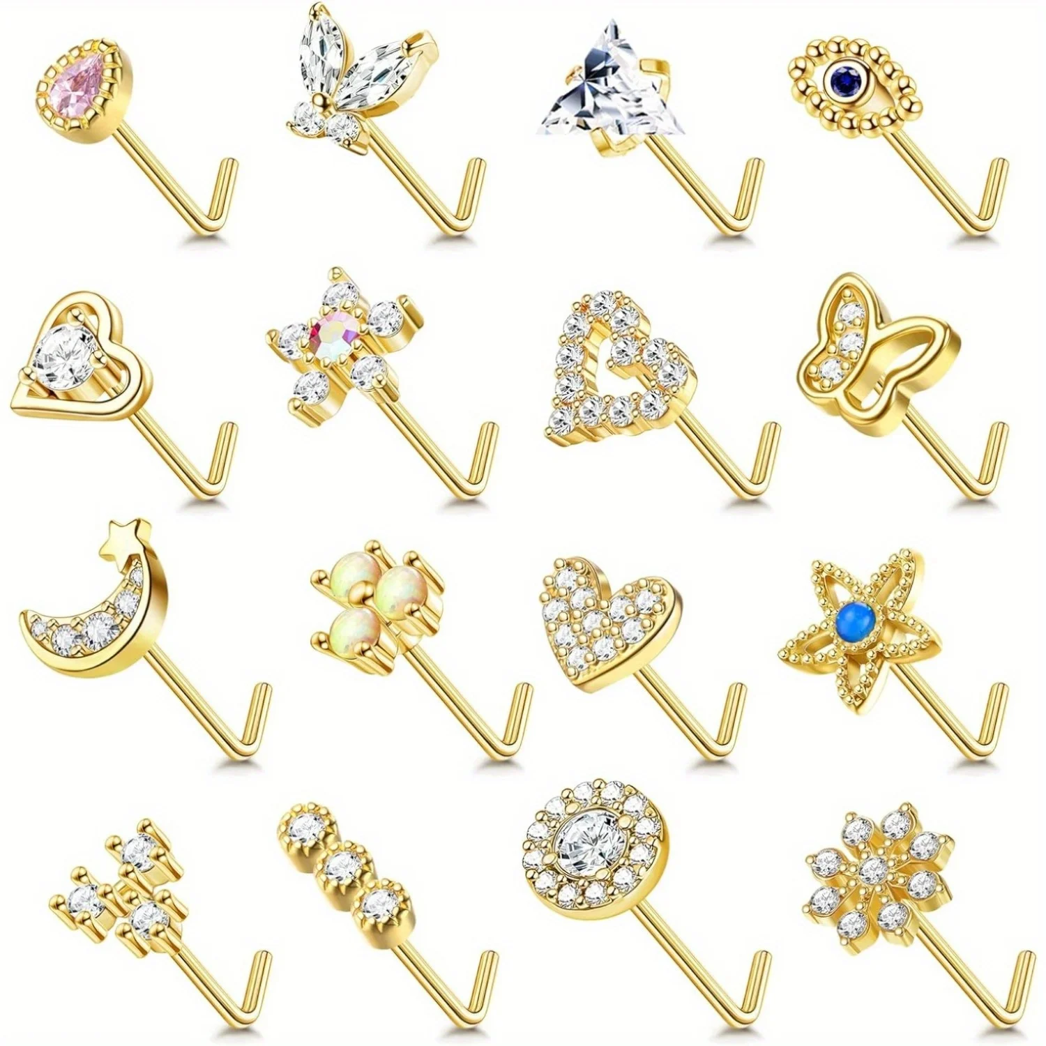 Drperfect-1Pc-22G-Nose-Studs-L-Shaped-Nose-Rings-Studs-for-Women-Opal ...