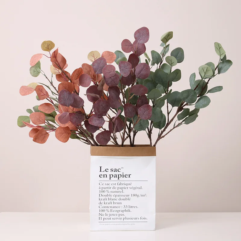 Simulated Plant Plastic Single Branch Wool Pulp Money Leaf Silk Cloth ...