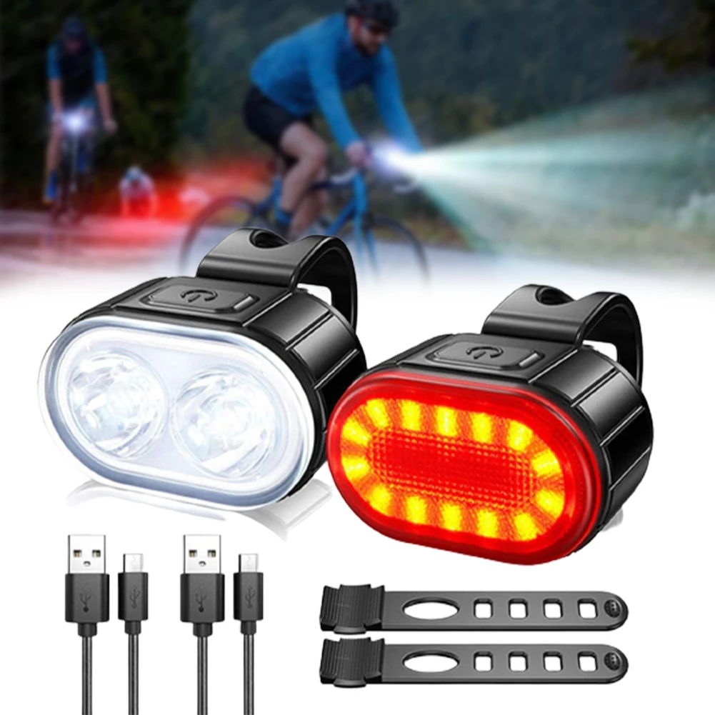 Cycling-Bicycle-Front-Rear-Light-Set-Bike-USB-Charge-Headlight-Light ...