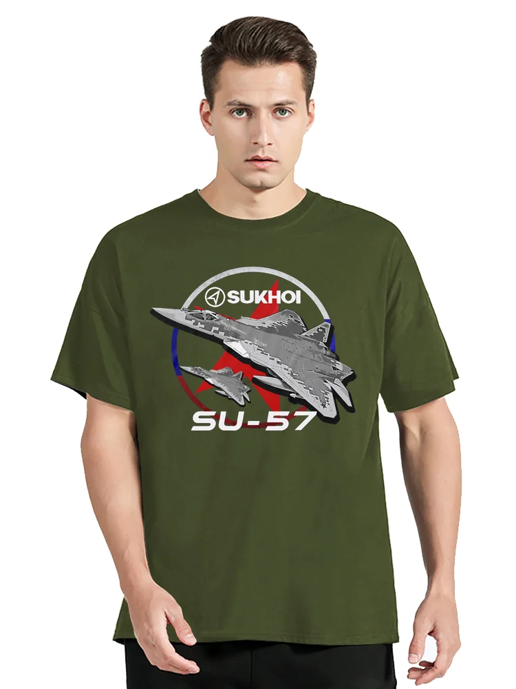 Retro Sukhoi Su-57 Stealth Multirole Fighter Aircraft T-shirt Men's ...