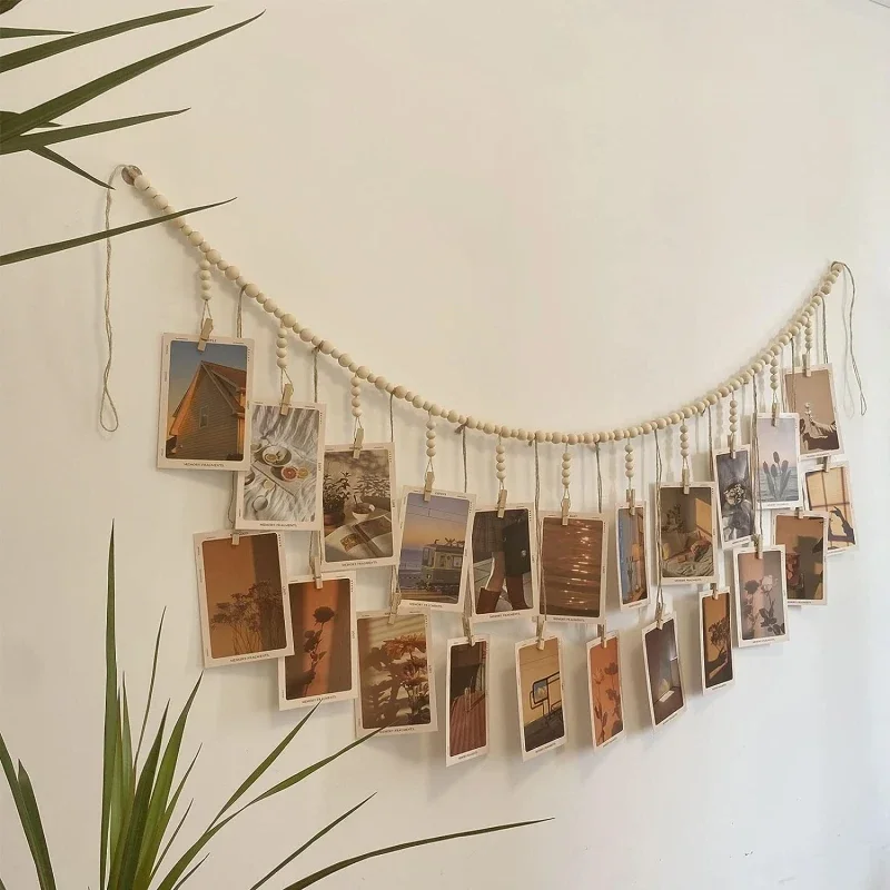Photo-Display-Wall-Hanging-Decor-Boho-Home-Decoration-Wooden-Beads ...